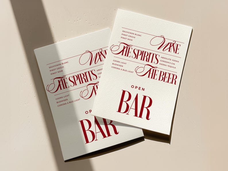 Burgundy Red Open Bar Sign Editable Bar Sign Modern Chic Wedding Signs ...