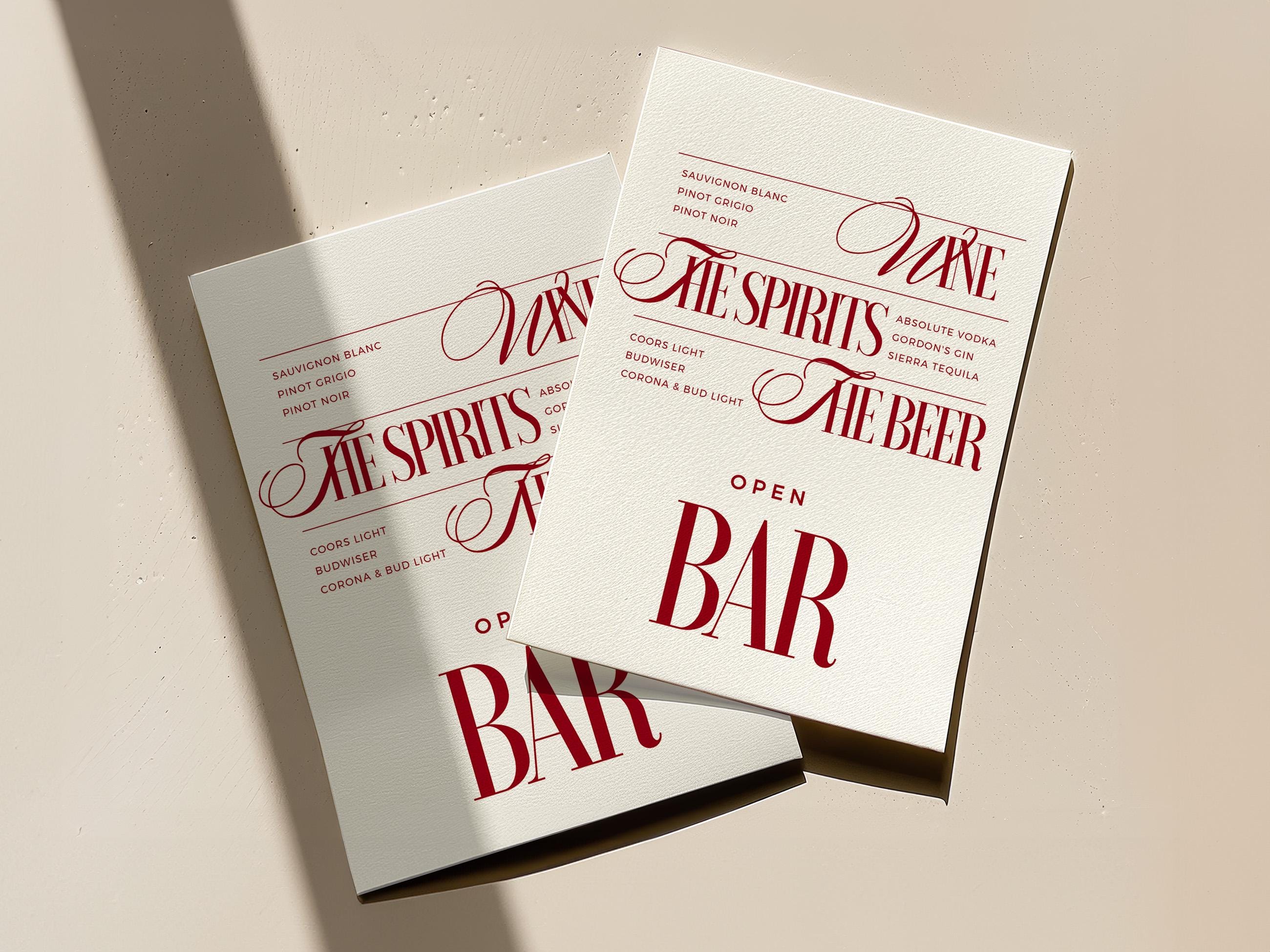 Burgundy Red Open Bar Sign Editable Bar Sign Modern Chic Wedding Signs ...