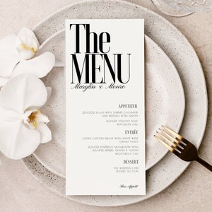 Modern Wedding Menu With Name |modern Wedding Menu Template |bold ...