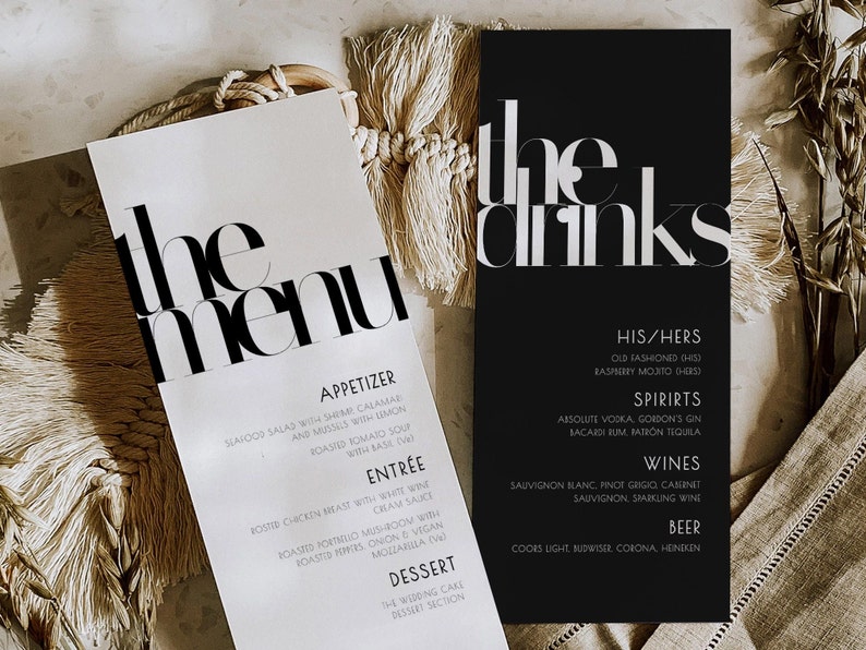 Contemporary Menu and Drinks Template Bar Menu Sign Food - Etsy