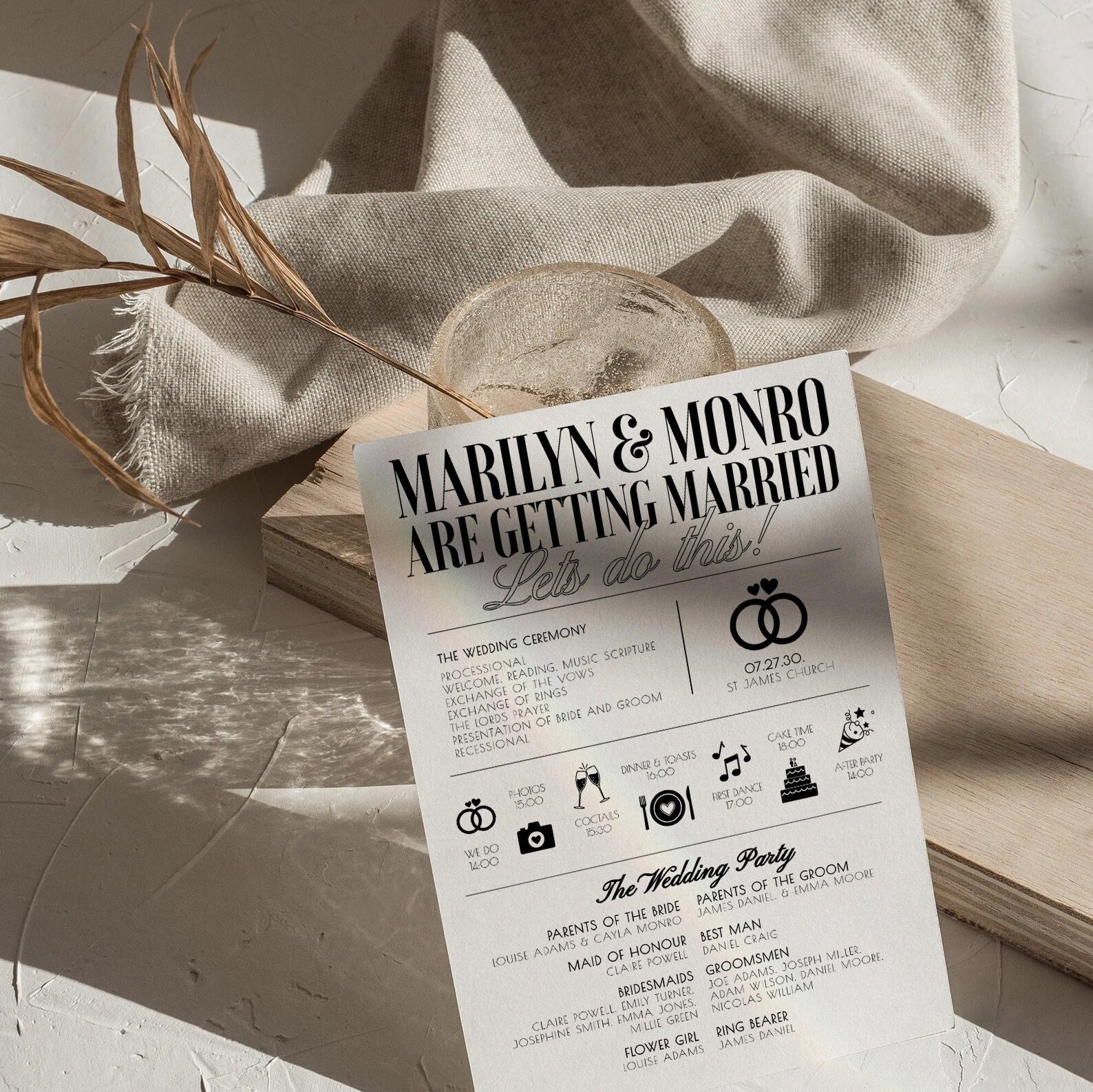 Newspaper Style Wedding Programme Newspaper Wedding Itinerary Template ...