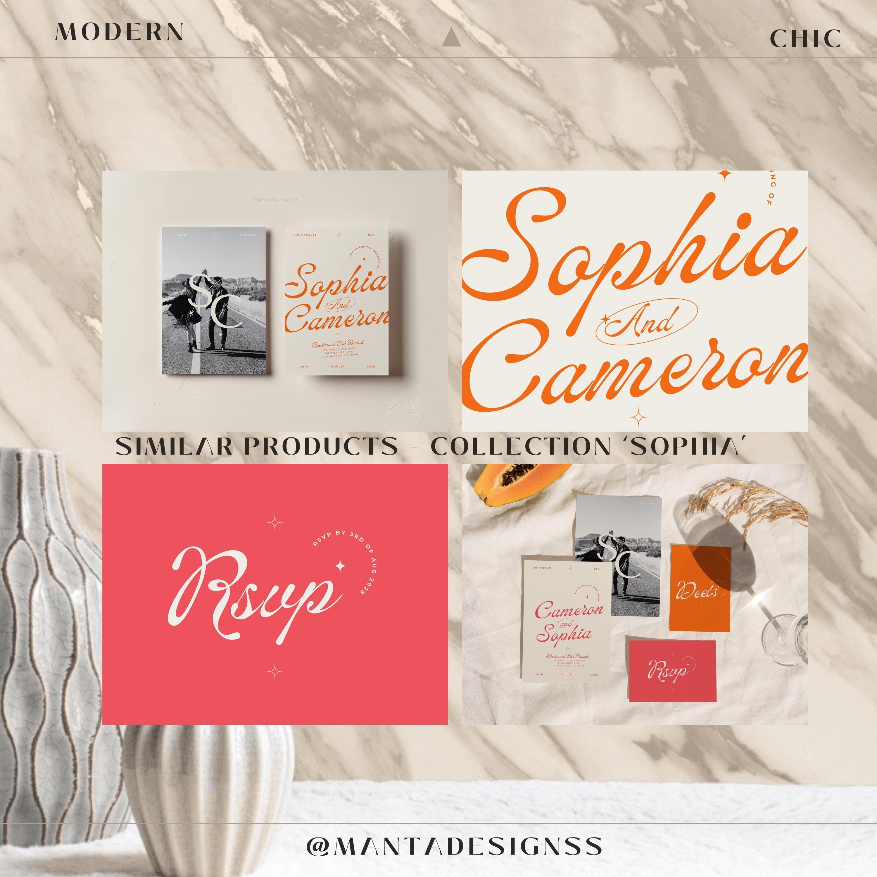 Retro Wedding RSVP Card: Orange Handwritten Font (digital Template) - Etsy