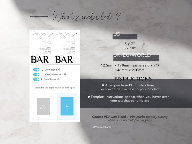 Bold Modern Bar Menu Black and White Bar Sign Printable - Etsy