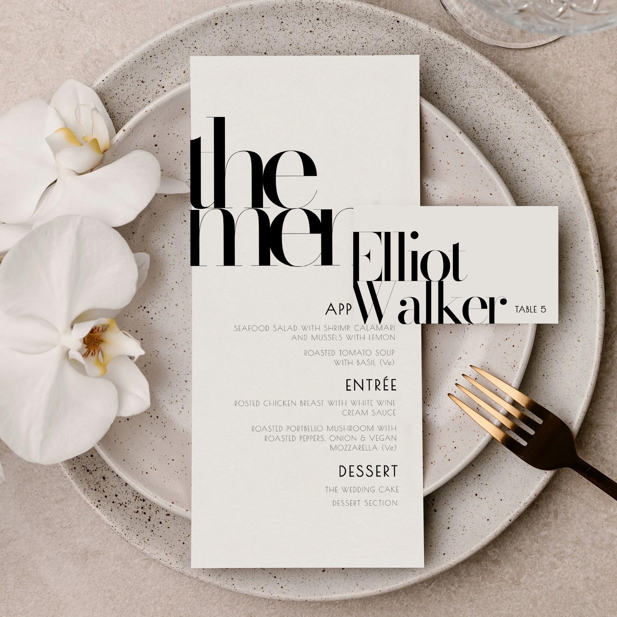 Contemporary Wedding Menu With Name Card Wedding Menu and Place Card ...
