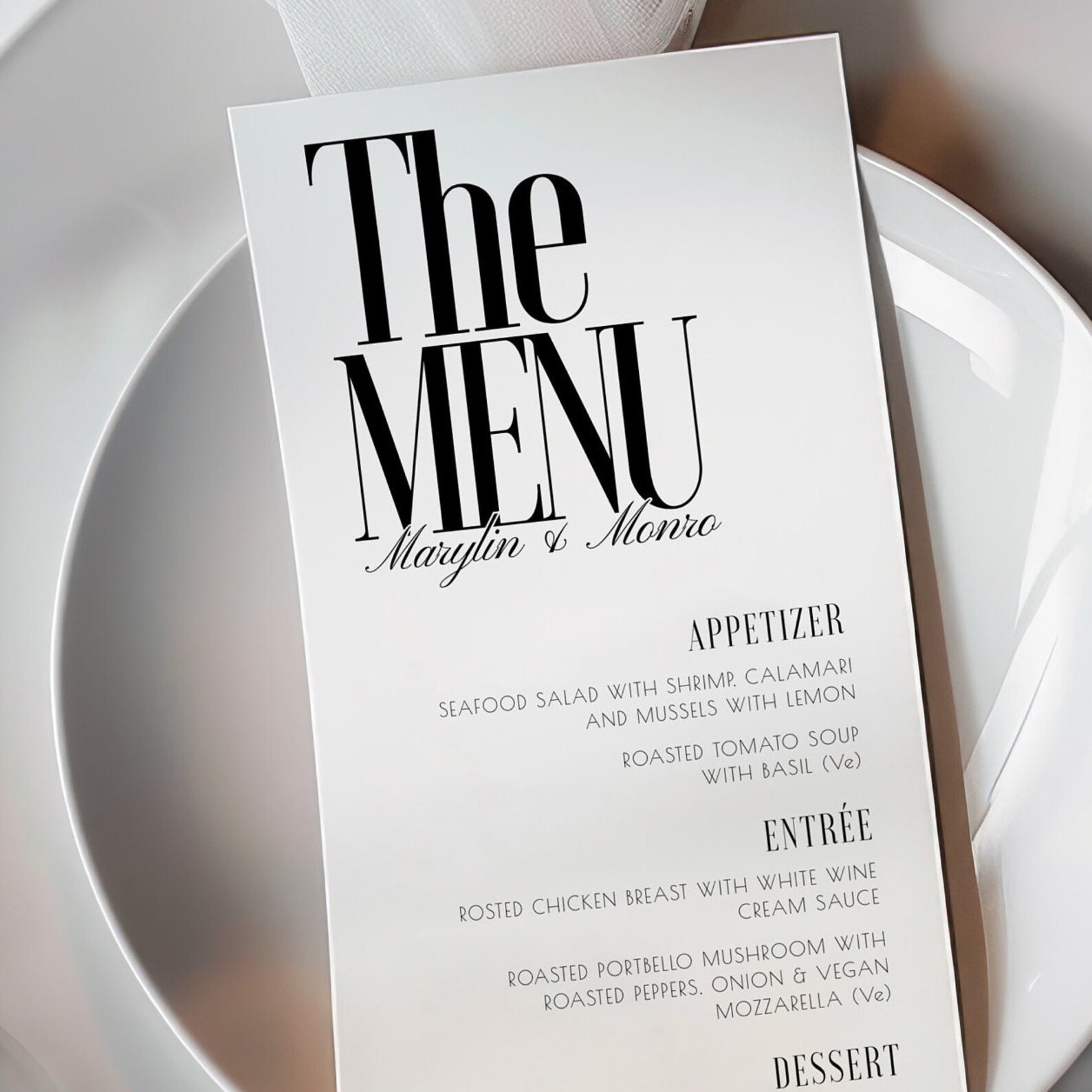 Modern Wedding Menu With Name modern Wedding Menu Template bold Modern ...