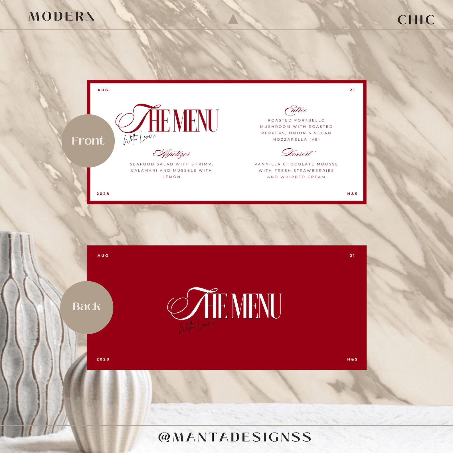 Red Wedding Menu Template: Modern Chic, Bold Design (digital Download ...