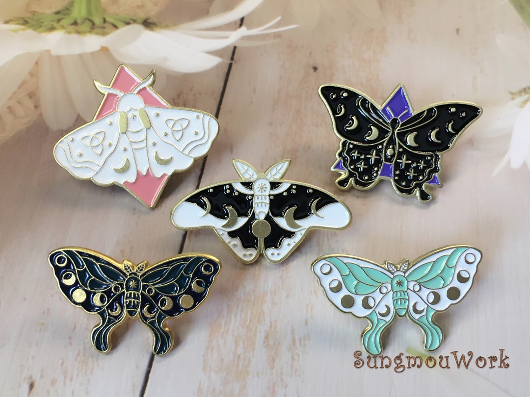 Butterfly Moth Star Moon Enamel Pin Cute Hard Enamel Pin Lovely Lapel ...