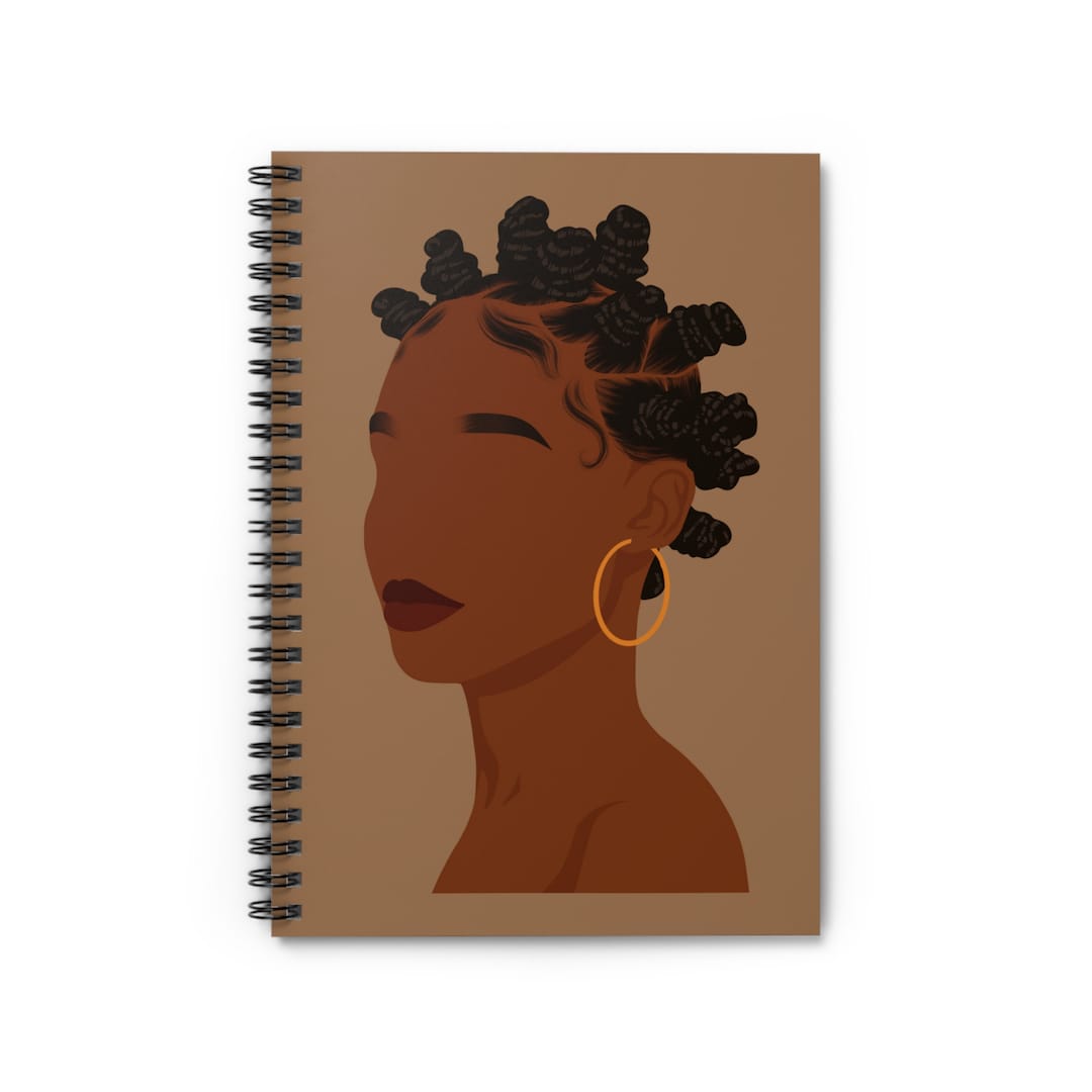Black Girl Bantu Knots Notebook Matte, College Girl Journal ...
