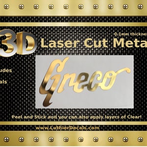 Greco Guitar Decal Headstock Restoration 3D Laser Cut Metal Decal M12 ...