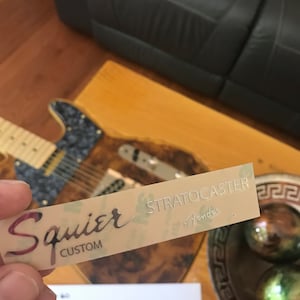 Squier Stratocaster Guitar Decal Gold Metal Headstock Restoration Decal ...