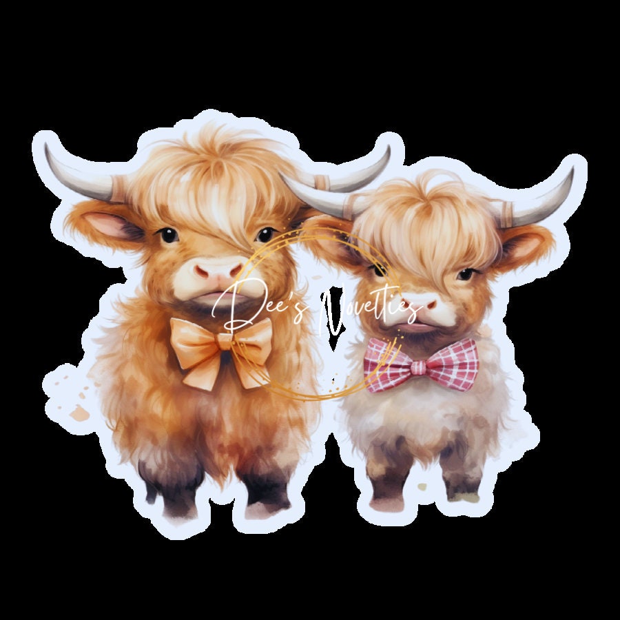 Highland Cow Stickers Bundle Cute Cow Art PNG Format Personal ...