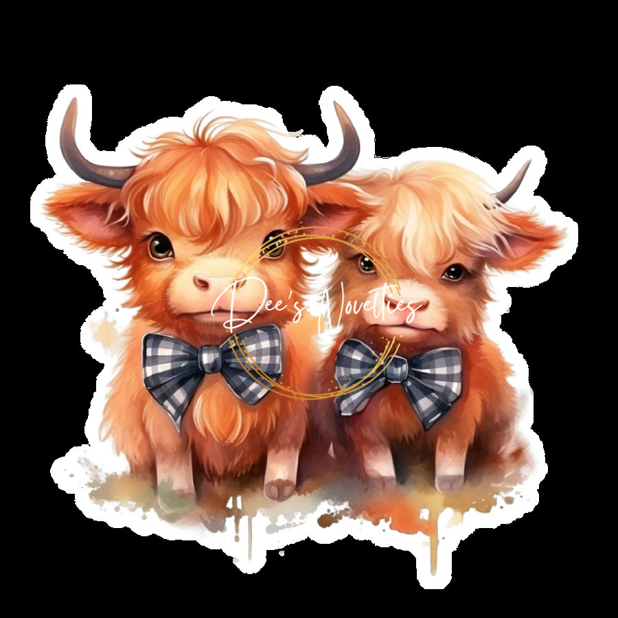 Highland Cow Stickers Bundle Cute Cow Art PNG Format Personal ...