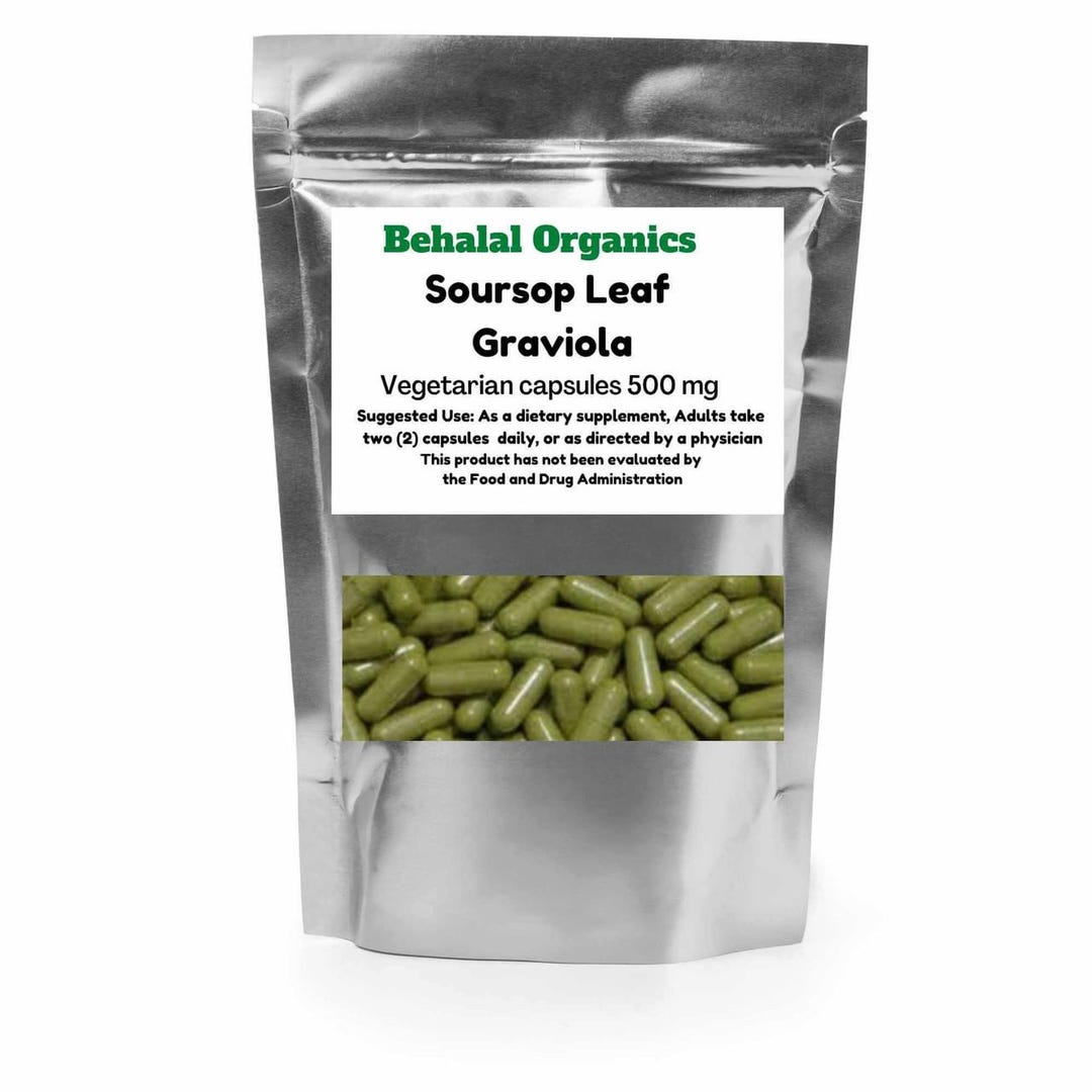 Soursop Graviola Leaf Powder 100% Pure Organic Capsules 100 Counts - Etsy