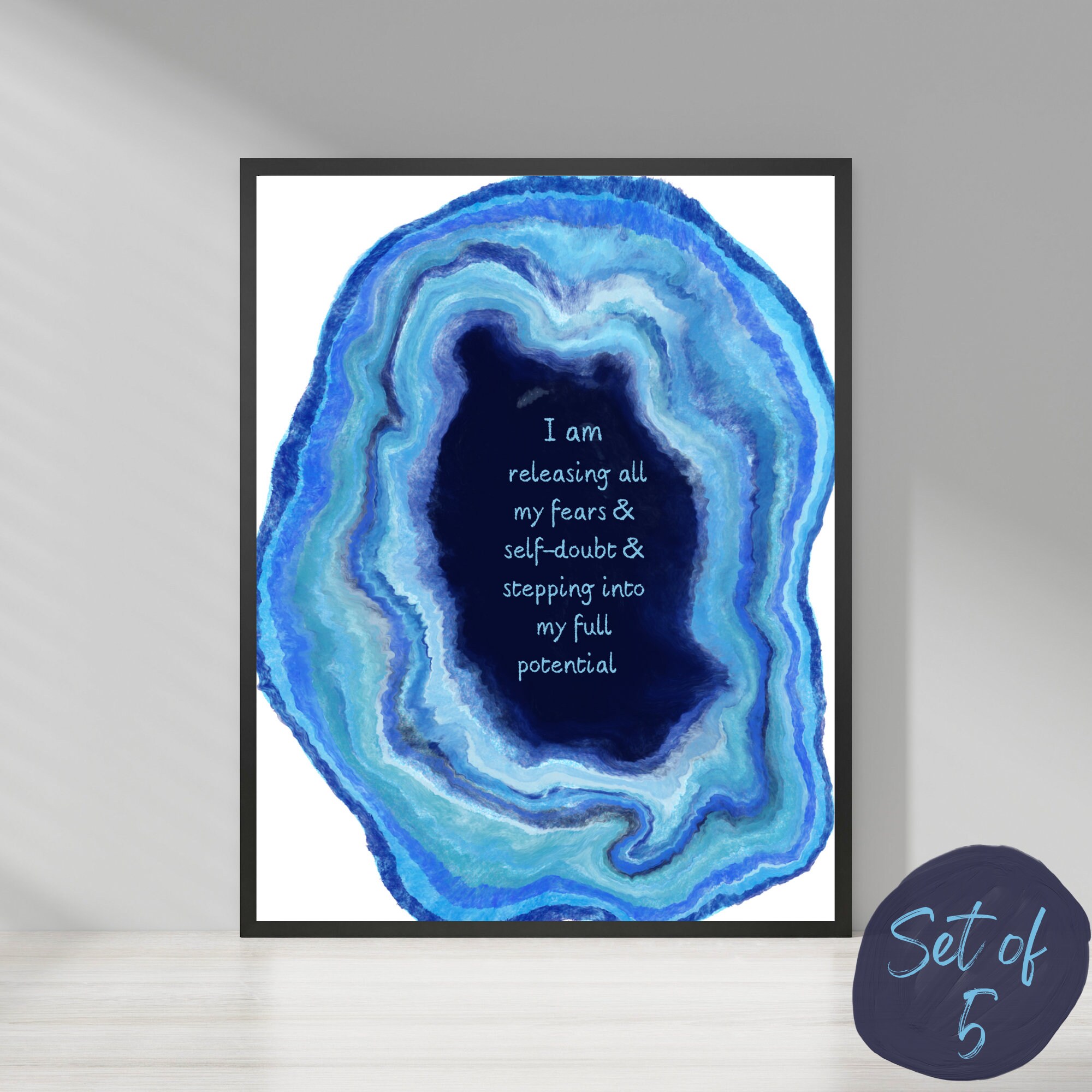 Positive Affirmations Set of 5 Printable Wall Art Instant Download ...