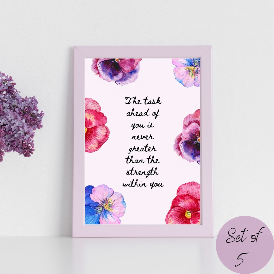 Encouraging Wall Art | Floral Wall Art Download | Set of 5 | Empowering ...