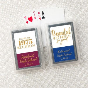 Printed Personalized Playing Cards With Class Reunion Labels, Playing ...