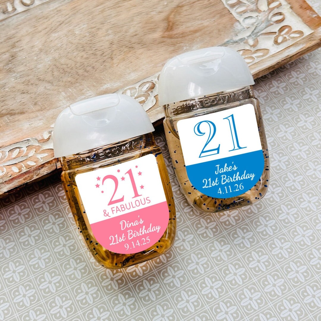 LABELS Only Personalized 21st Birthday Labels for Sanitizers, Birthday ...