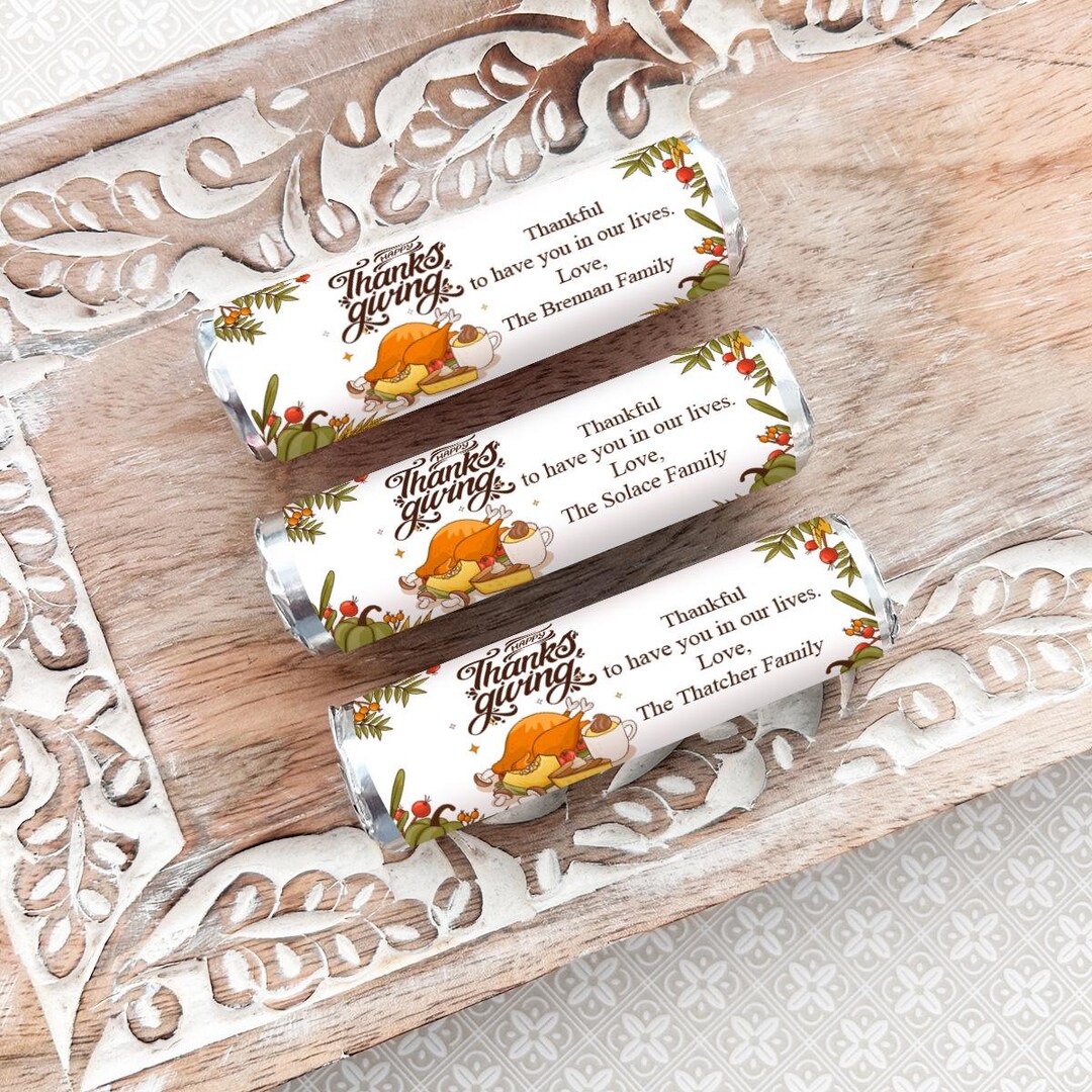 Happy Thanksgiving Printed Personalized Breath Saver With Labels ...