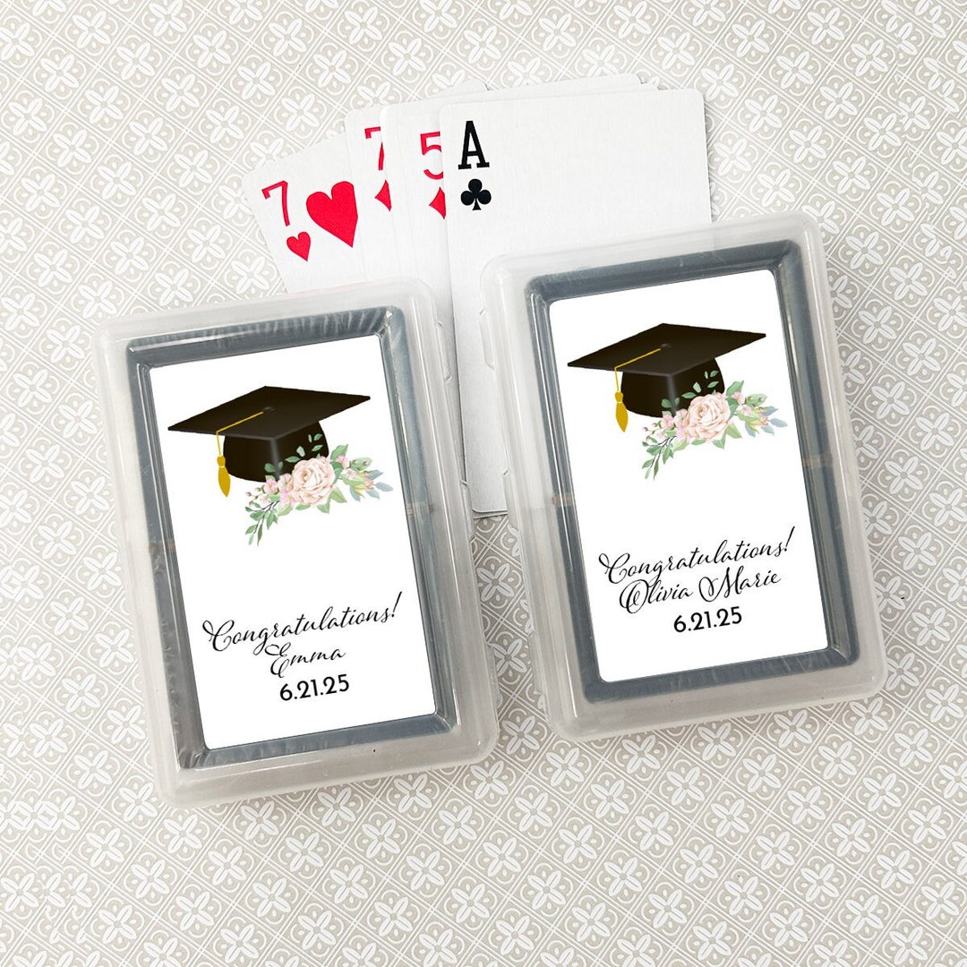 Printed Personalized Playing Cards With Graduation Labels, Playing ...