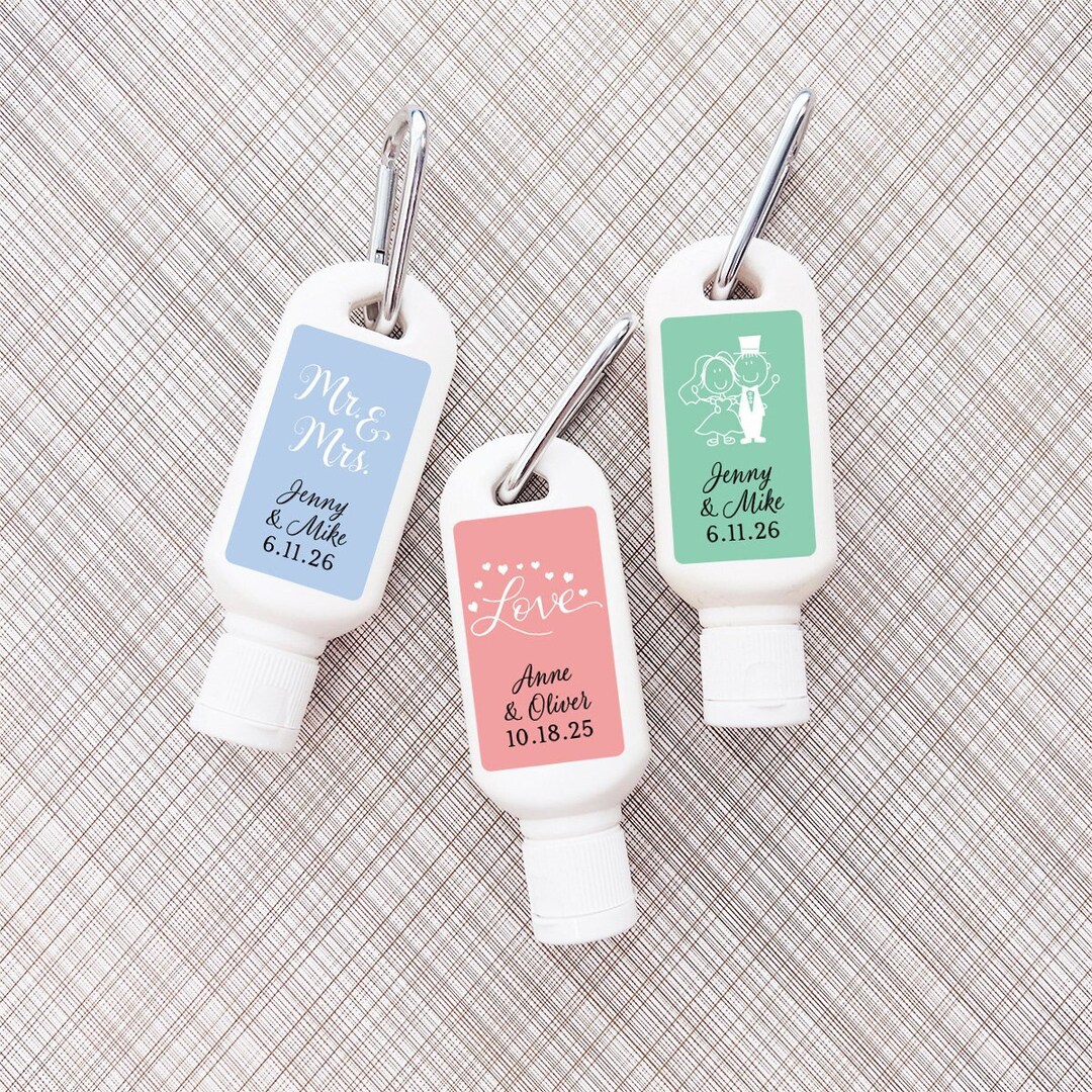 Printed Personalized Sunscreen SPF30 Carabiner Favors With Wedding ...