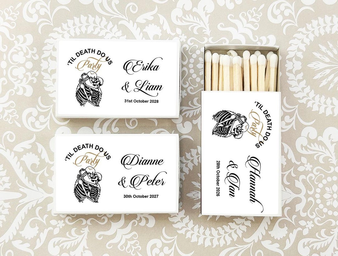 Wedding Bulk Matches, Til Death Do Us Party Personalized Matchboxes ...