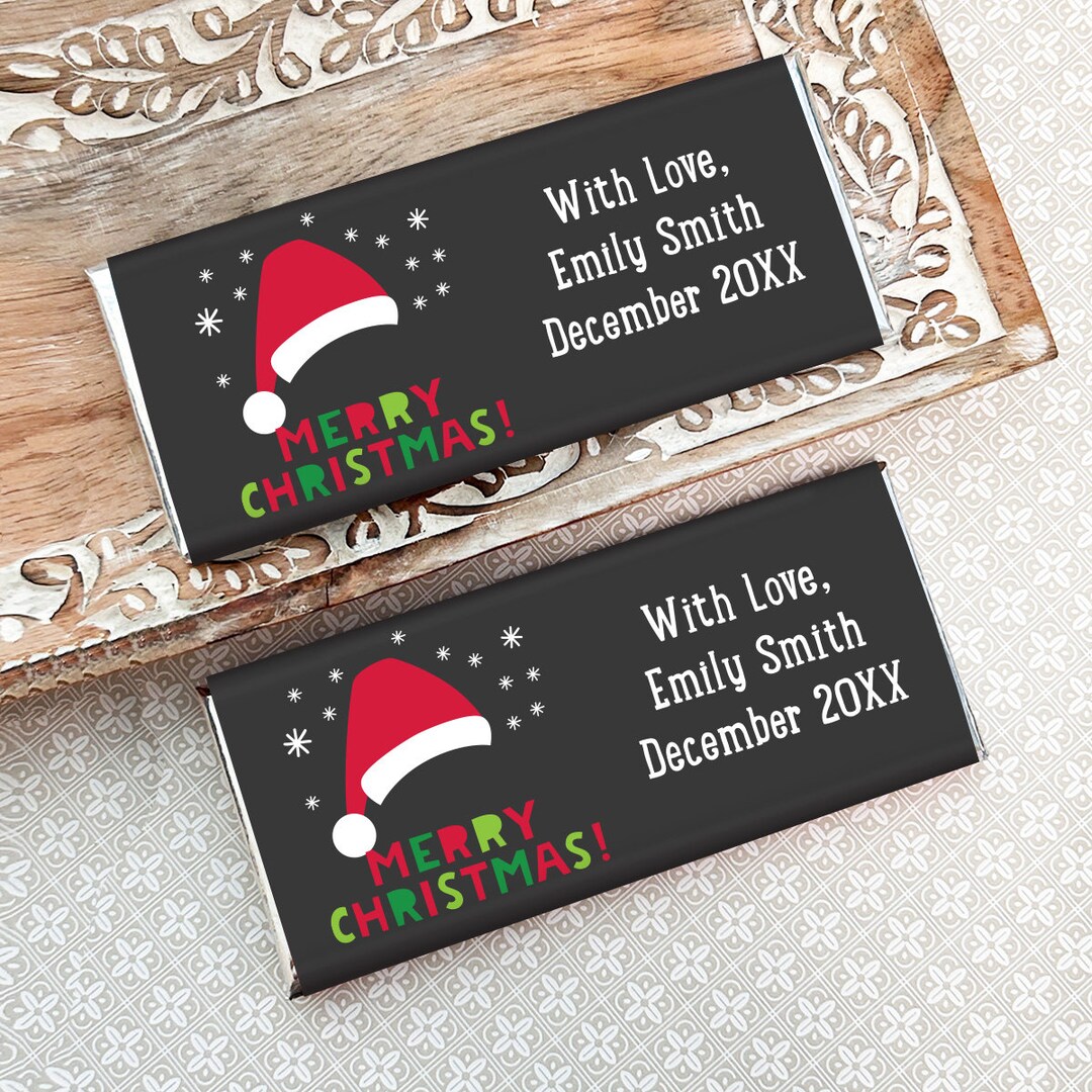 Printed Personalized Hershey's Chocolate Bars Merry Christmas Santa ...
