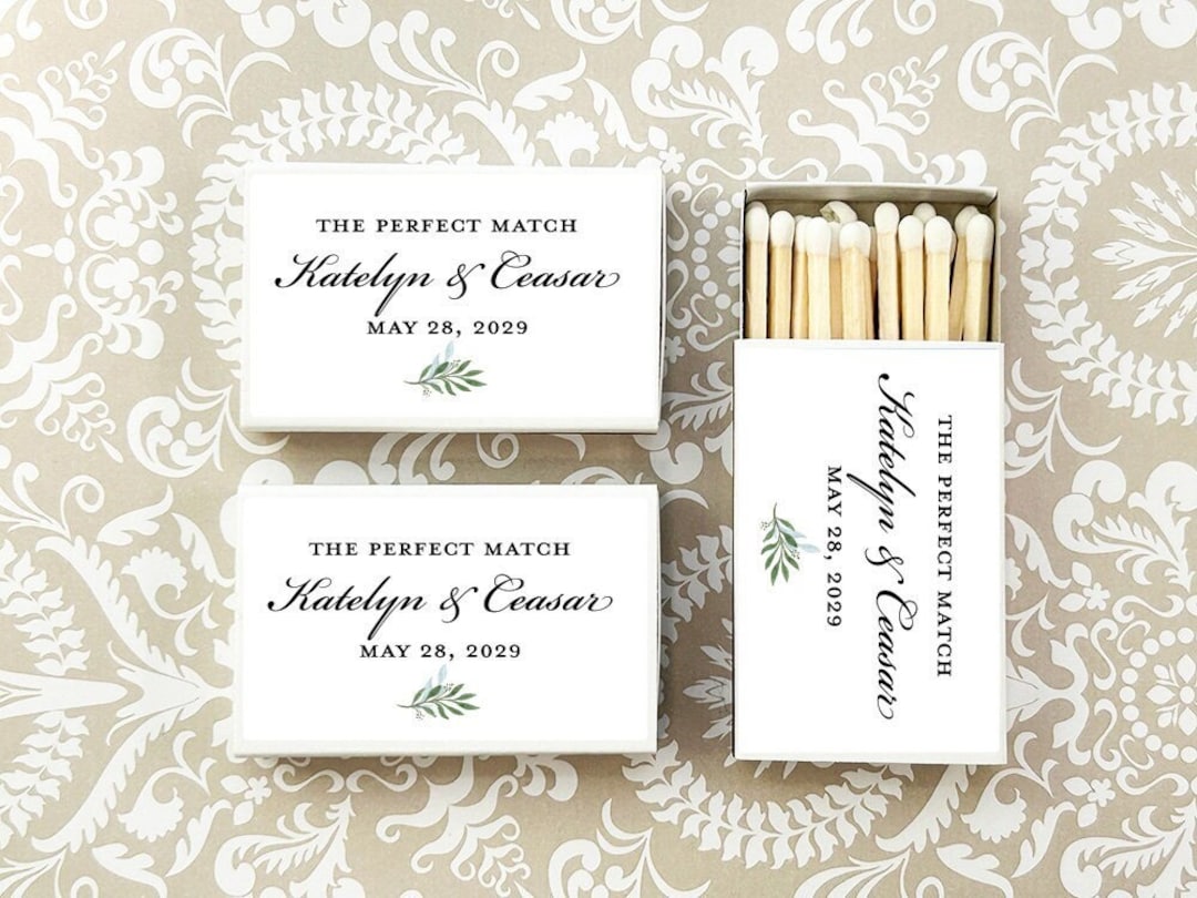 Wedding Bulk Matches, the Perfect Match Leaf Personalized Matchboxes ...