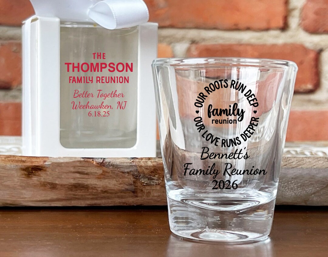 Printed Personalized Family Reunion Fluted Shot Glass Party Favors ...