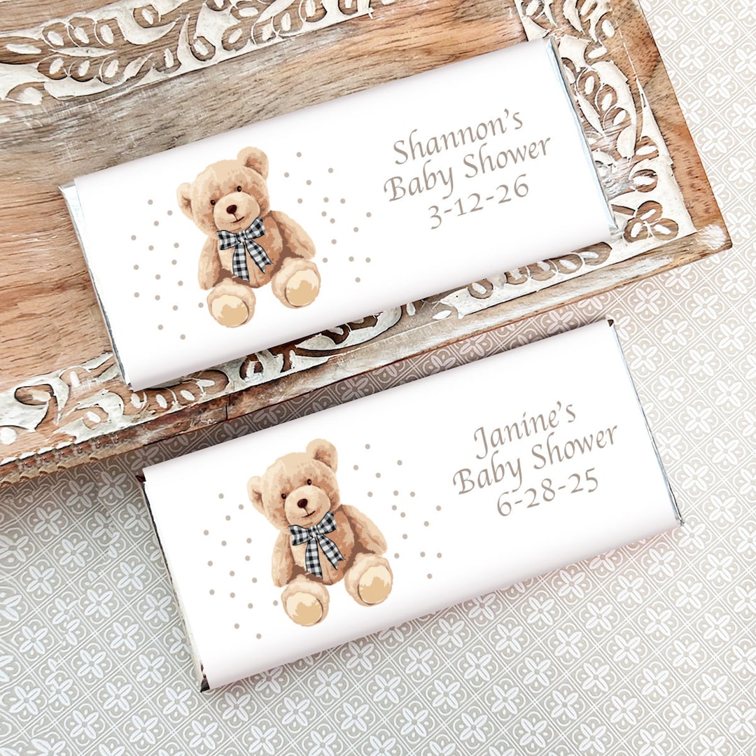Printed Personalized Hershey's Chocolate Bars Teddy Bear Labels, Baby ...
