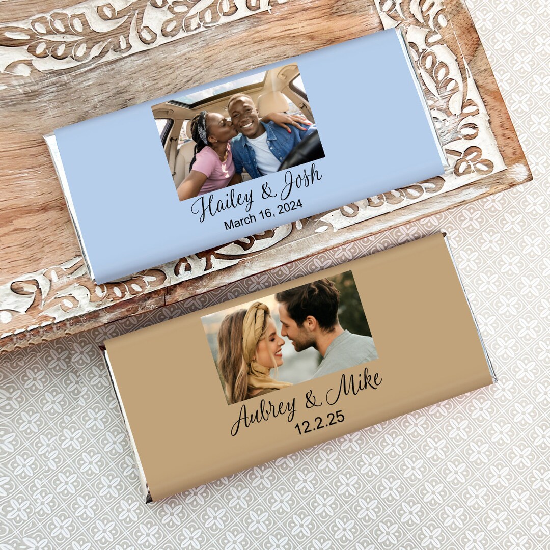 Printed Personalized Hershey's Chocolate Bars Wedding Photo Couple ...