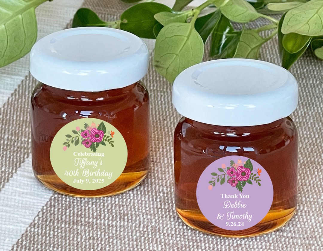 Printed Personalized Honey Jar or Labels Only Floral Garden, Floral ...