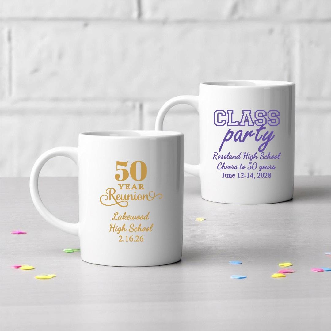 Printed Personalized Class Reunion White Ceramic Coffee Mug Favors ...