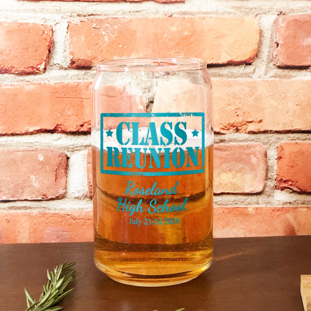 Printed Personalized Class Reunion Beer Can Cooler Glass Favors, Class ...