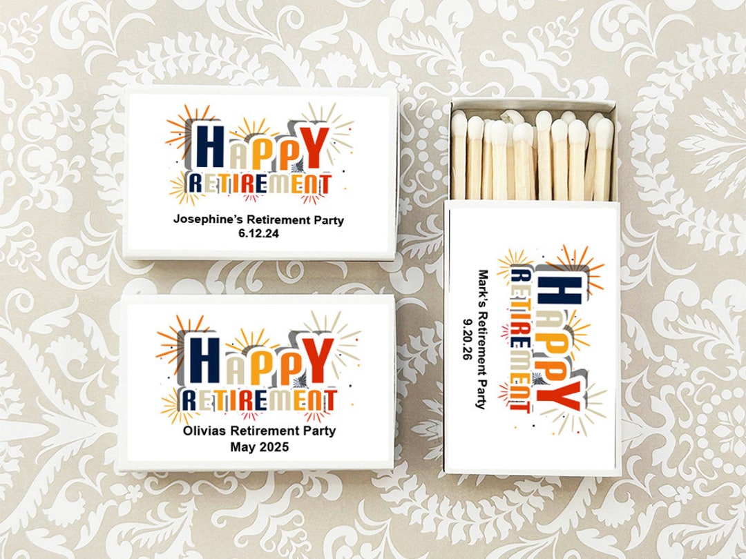 Retirement Bulk Matches, Happy Retirement With Fireworks Personalized ...