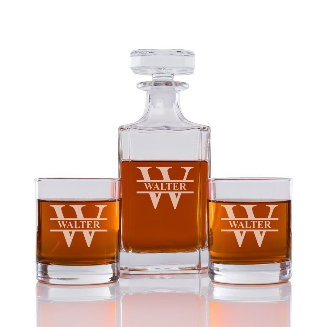 Whiskey Custom Bourbon Decanter Initial Set - Etsy