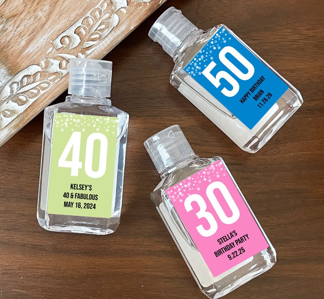 LABELS Only Personalized Birthday Age Confetti Labels for Sanitizers ...