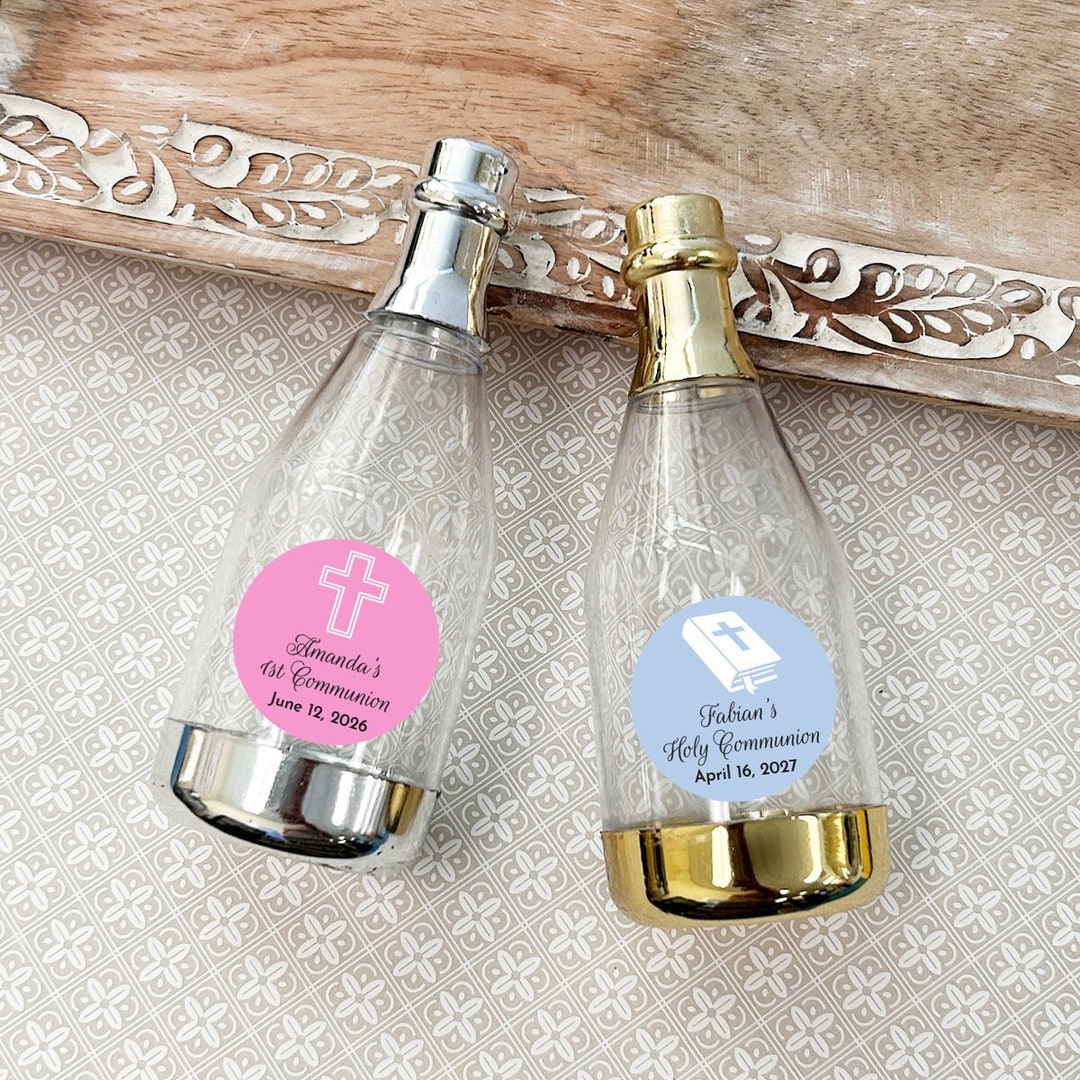 Personalized Champagne Bottle Acrylic Plastic Favors With First Holy ...
