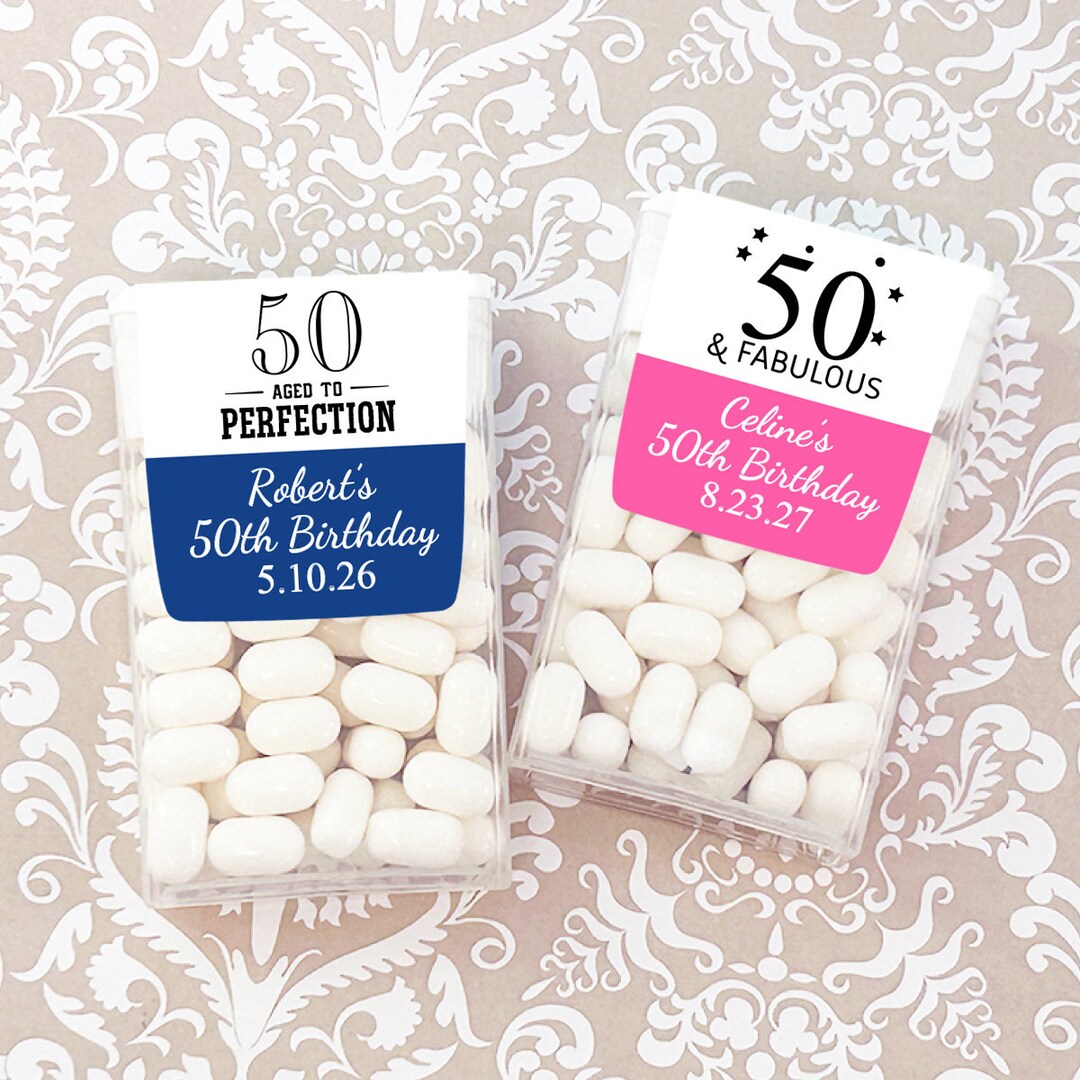 Printed Personalized Tic Tacs Mint Candy With Fifty 50th Birthday ...