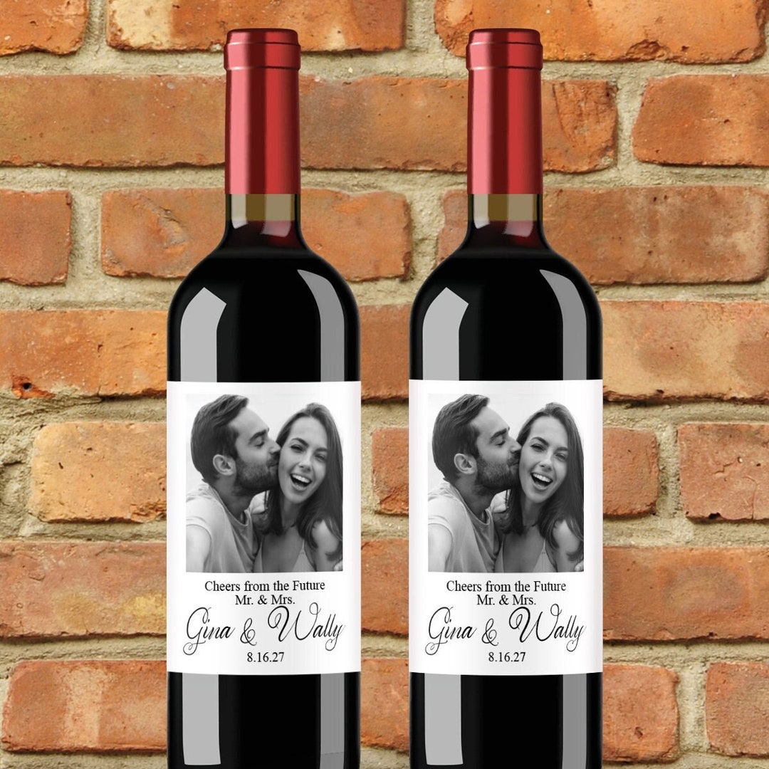 Printed Personalized Wine Bottle Labels Simply Elegant Design Favors ...