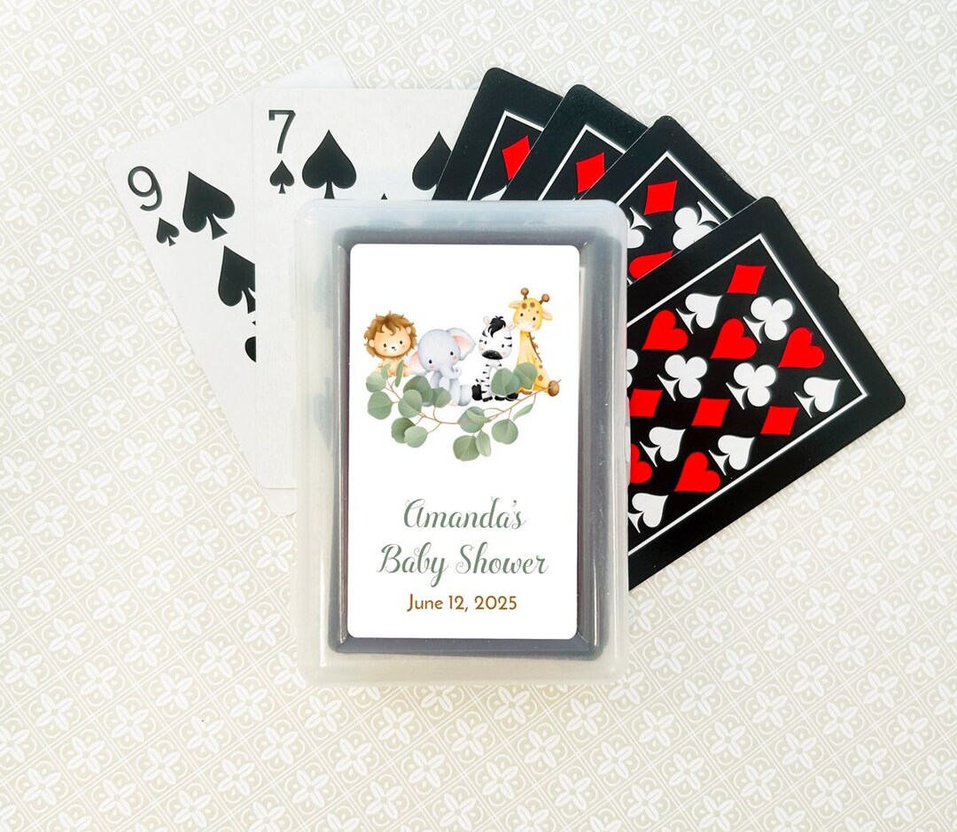 Baby Shower Bulk Playing Cards Favors Personalized Jungle Safari Baby ...