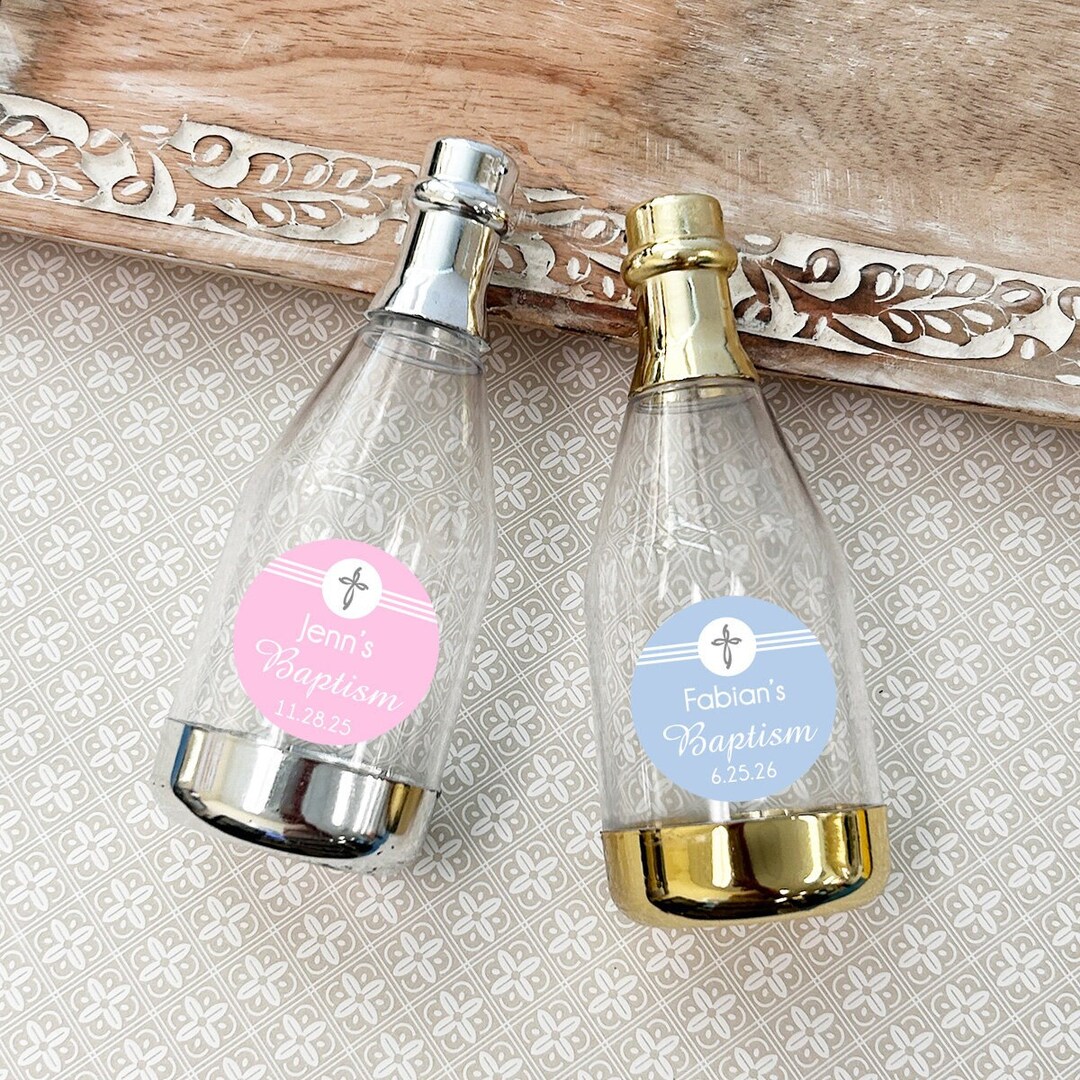 Personalized Champagne Bottle Acrylic Plastic Favors With Cross Labels ...