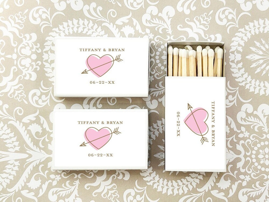 Wedding Bulk Matches, Heart and Arrow Personalized Matchboxes Matches ...