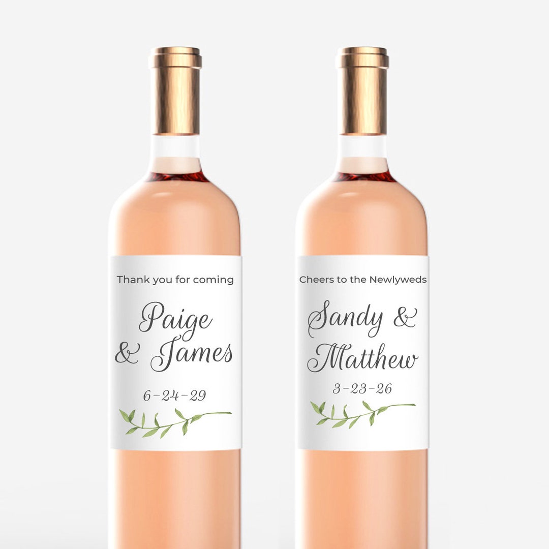 Printed Personalized Wine Bottle Labels Botanical Greenery Wedding ...