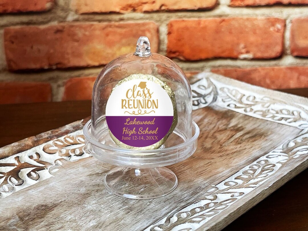 Printed Personalized Mini Clear Cake Stand Box With Class Reunion ...