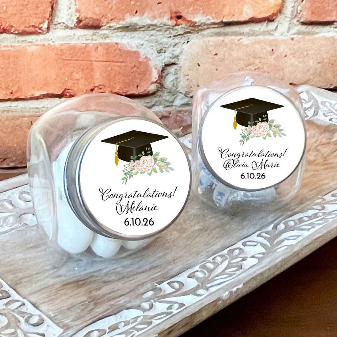Printed Personalized Mini Candy Jar With Graduation Labels, Empty Mini ...