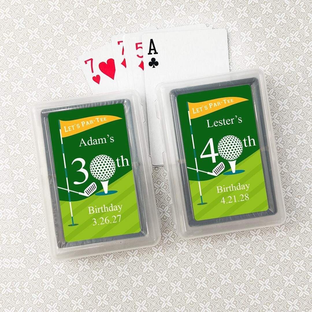 Printed Personalized Playing Cards With Let's Par-tee Golf Birthday ...