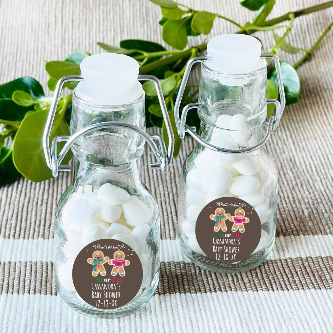 Personalized Clear Glass With He or She Gingerbread Gender Reveal ...
