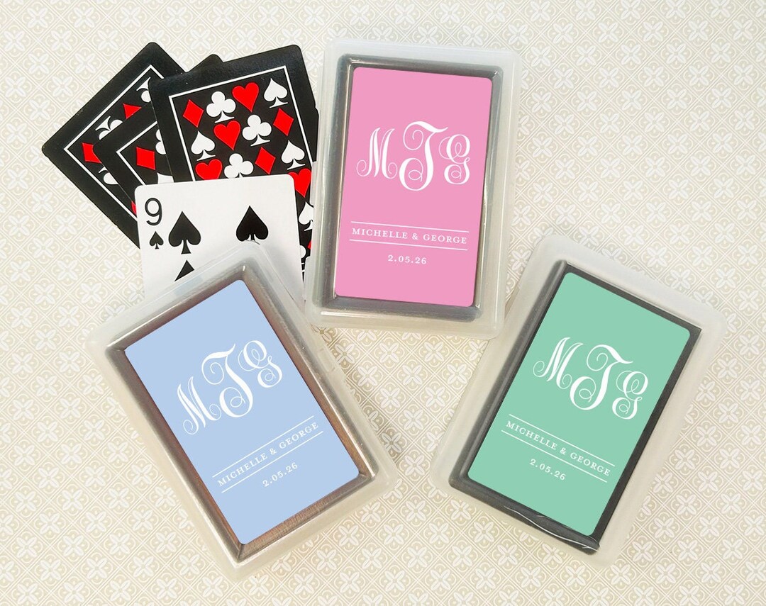 Wedding Bulk Playing Cards Favors, Monogram Personalized Playing Cards ...