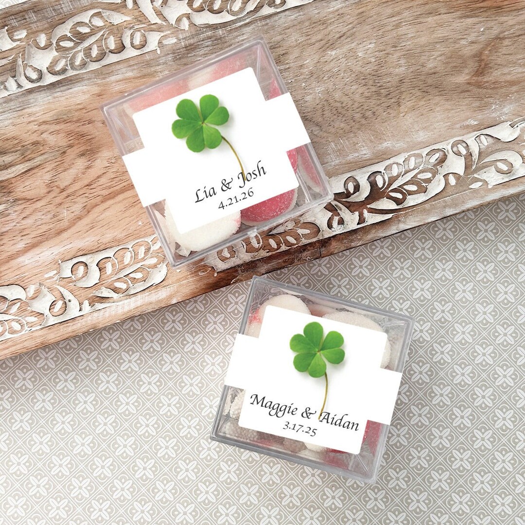Personalized Square Shaped Acrylic Plastic Favor Boxes With Irish ...