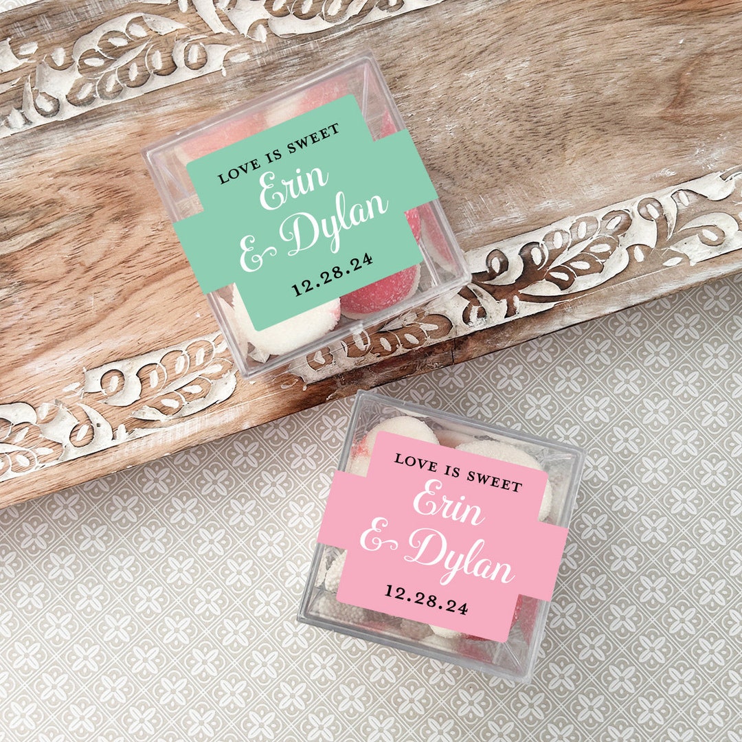 Personalized Square Shaped Acrylic Plastic Favor Boxes With Couples ...